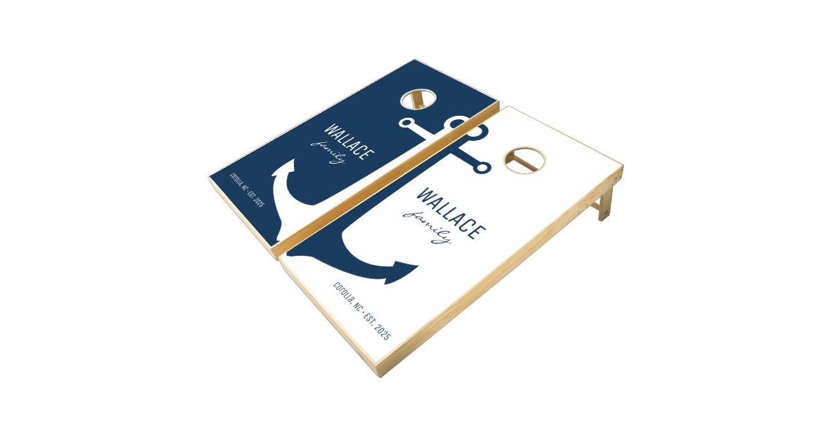 Custom Nautical Anchor Navy Blue Beach House Game | Zazzle
