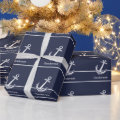 Custom Nautical Anchor Ocean Navy Blue Wrapping Paper | Zazzle