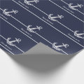 Custom Nautical Anchor Ocean Navy Blue Wrapping Paper | Zazzle