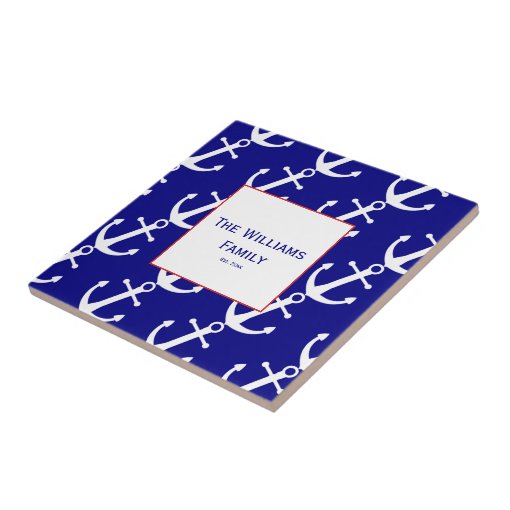 Custom Nautical Anchor Red, White and Blue Tile | Zazzle