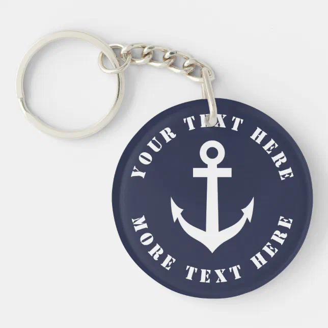 Custom nautical boat anchor keychain for sailors | Zazzle