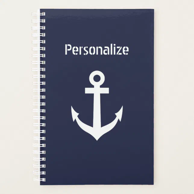 Custom nautical boat anchor spiral planner | Zazzle
