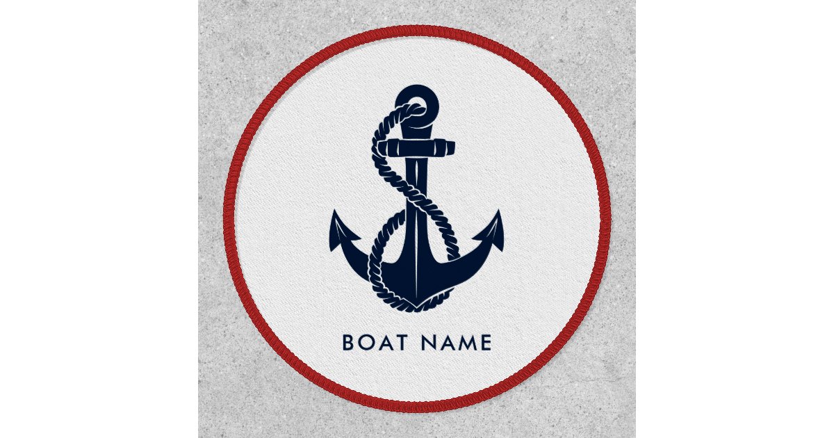 Custom Nautical Boat Name Navy Blue Anchor Patch | Zazzle