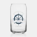 Custom Nautical Cruise Ship Wheel Boat Captain Can Glass | Zazzle
