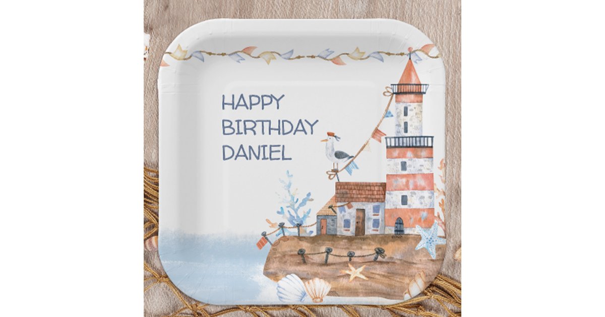 Custom Nautical Lighthouse Paper Plates | Zazzle