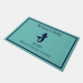 Custom Nautical Teal Navy Blue Mermaid Doormat | Zazzle