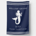 Custom Nautical White Navy Blue Mermaid House Flag | Zazzle