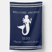 Custom Nautical White Navy Blue Mermaid House Flag | Zazzle
