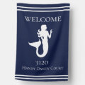 Custom Nautical White Navy Blue Mermaid House Flag | Zazzle