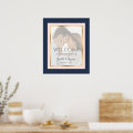 Custom Navy Blue Blush Gold Photo Welcome Sign | Zazzle