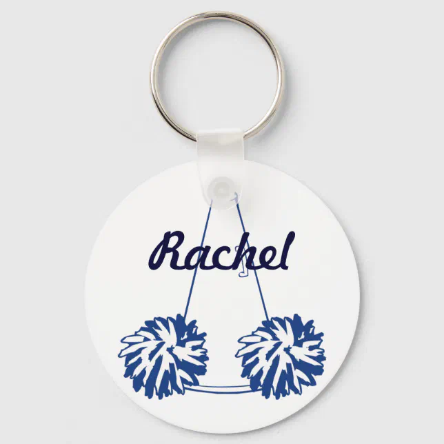 Custom Navy Blue Cheerleading Key Chain | Zazzle