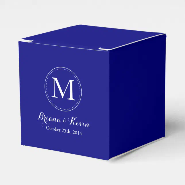Custom Navy Blue Colored Monogram Favor Boxes | Zazzle