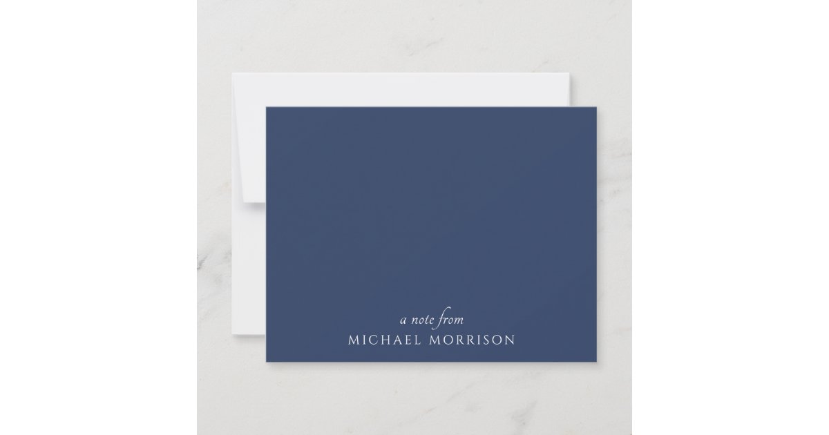 Custom Navy Blue Flat Note Card | Zazzle