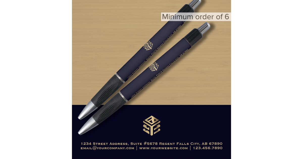 Custom Navy Blue Gold Logo Pen | Zazzle