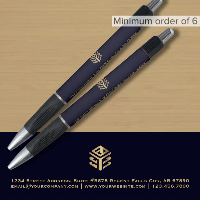 Custom Navy Blue Gold Logo Pen | Zazzle