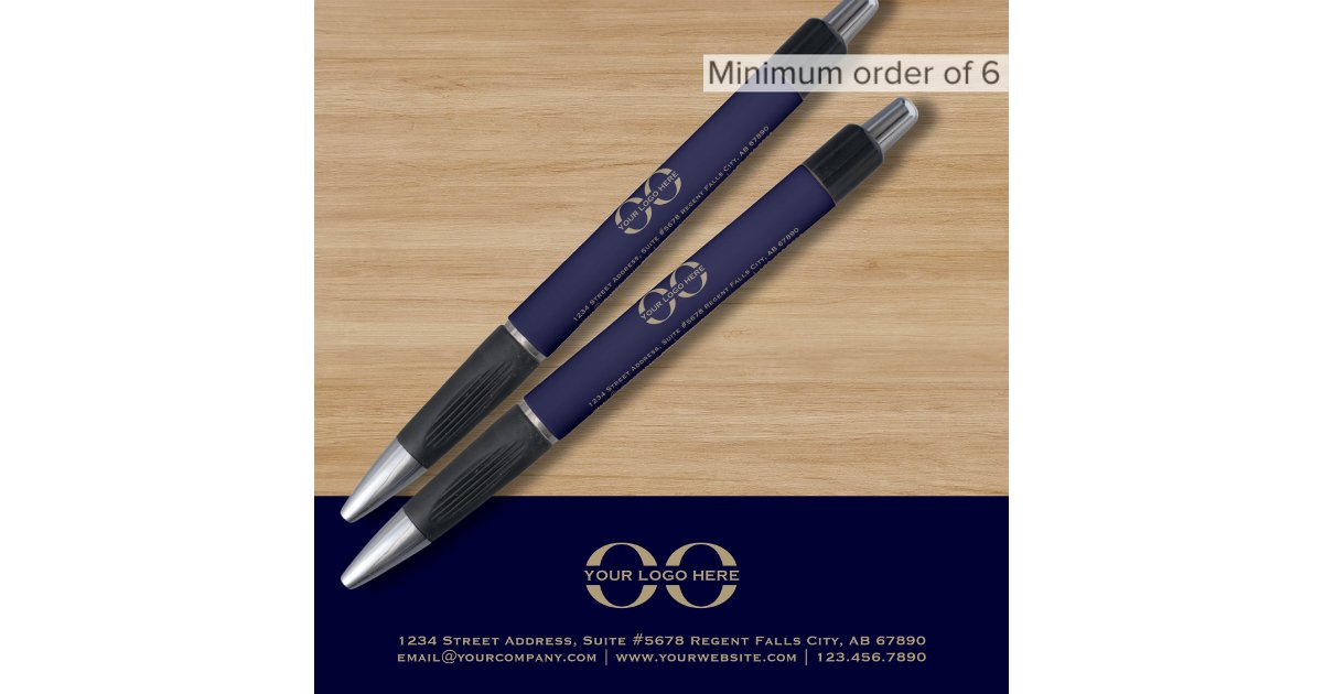 Custom Navy Blue Gold Pen with Logo | Zazzle