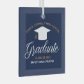Custom Navy Blue Graduation High School Keepsake Glass Ornament | Zazzle