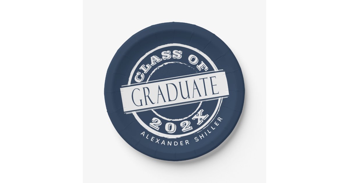 Custom Navy Blue Graduation Party Graduate Paper Plates | Zazzle