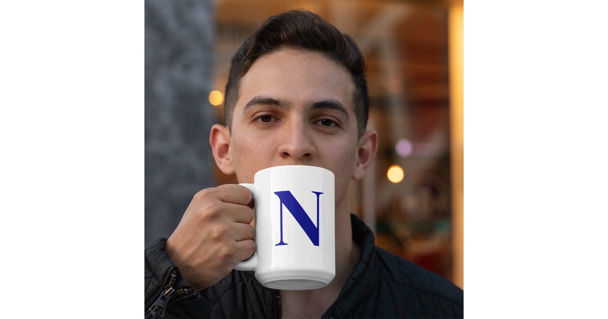 Custom Navy Blue Letter Personalized Mono Initial Coffee Mug | Zazzle