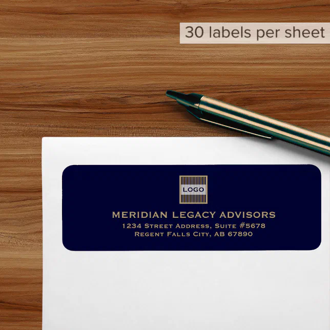 Custom Navy Blue Logo Return Address Labels | Zazzle