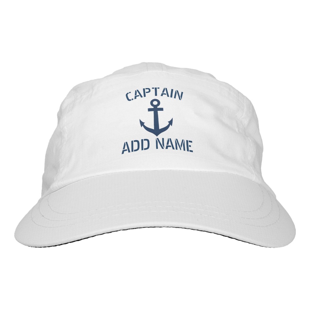 Custom navy blue nautical anchor boat captain hat | Zazzle