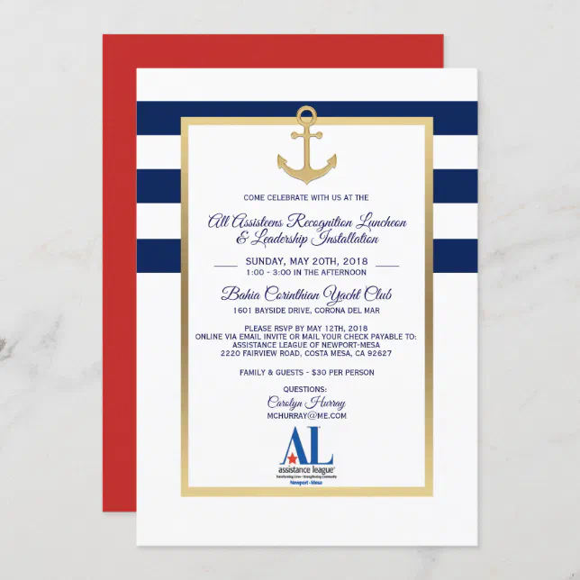 Custom Navy Blue Nautical Party Event Invites | Zazzle