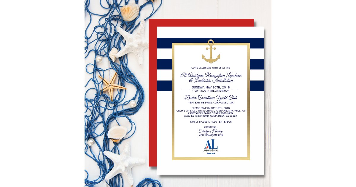 Custom Navy Blue Nautical Party Event Invites LOGO | Zazzle