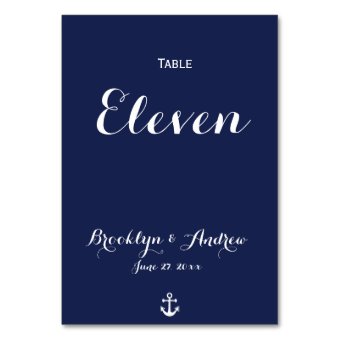 Custom Navy Blue Nautical Wedding Table Numbers | Zazzle