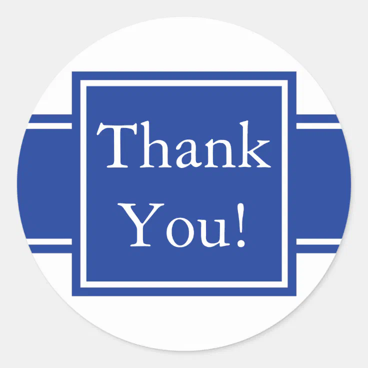 Custom Navy Blue Thank You Sticker and Favor Label | Zazzle