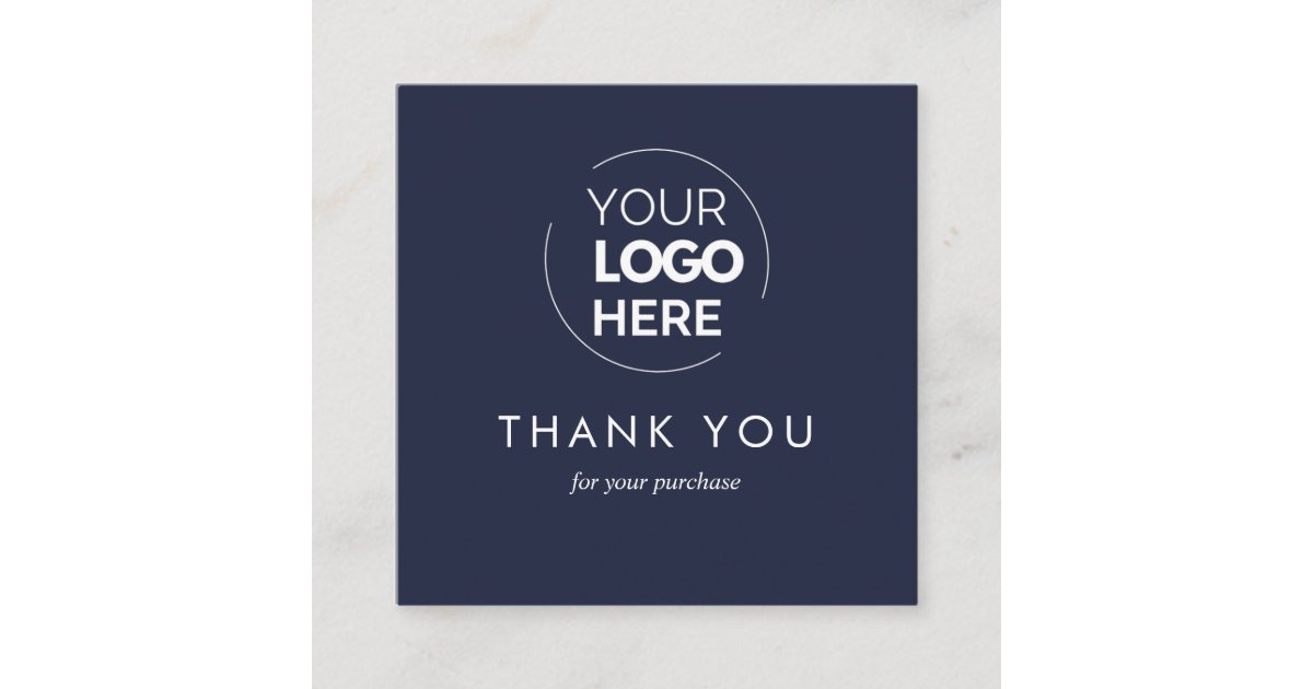 Custom Navy Business Logo QR Code Thank You Discount Card | Zazzle