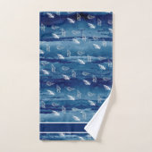 Custom Navy White Nautical Seashell Bathroom Bath Towel Set | Zazzle