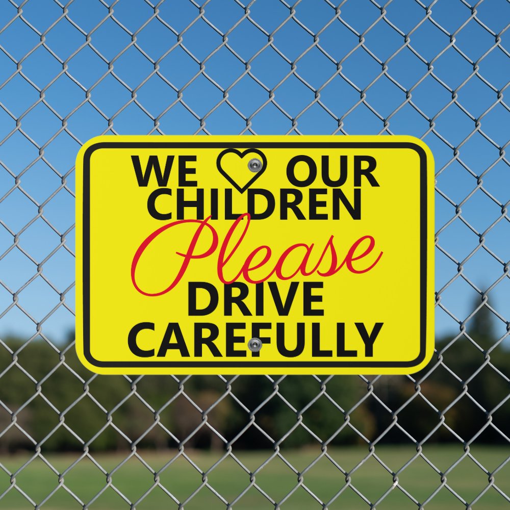 Custom Neighborhood Kids Yellow Speeding Safety Metal Sign - Snuggle ...