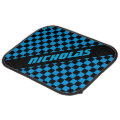 Custom Neon Blue Checkered Pattern Car Floor Mat | Zazzle