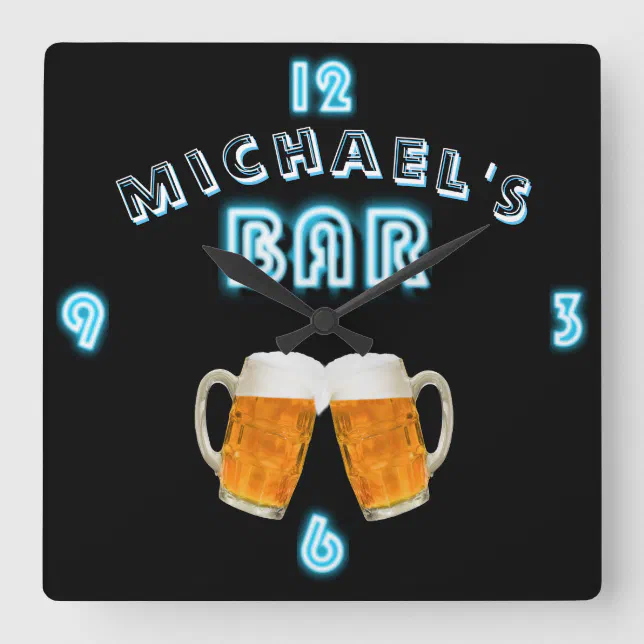 Custom Neon Clock BAR DEN TAVERN ManCave Mens | Zazzle