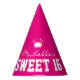 Custom neon pink SWEET 16 Birthday party hats | Zazzle