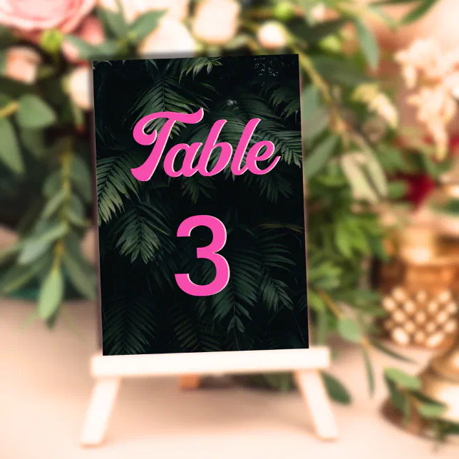 Custom Neon Tropical Pink Modern Table Numbers | Zazzle