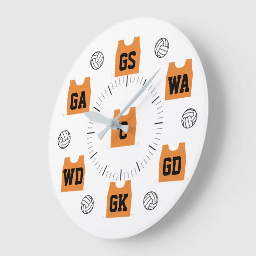 Custom Netball Team Colour Large Clock | Zazzle