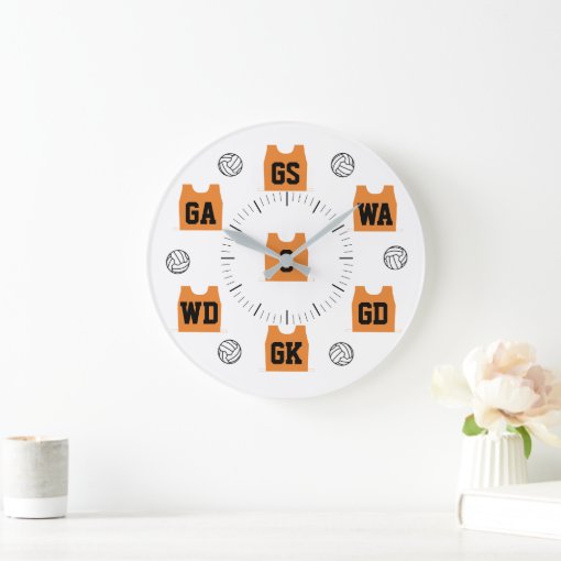 Custom Netball Team Colour Large Clock | Zazzle