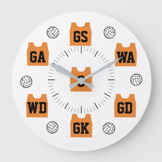 Custom Netball Team Colour Large Clock | Zazzle