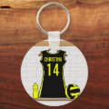 Custom Netball Uniform black yellow Keychain | Zazzle