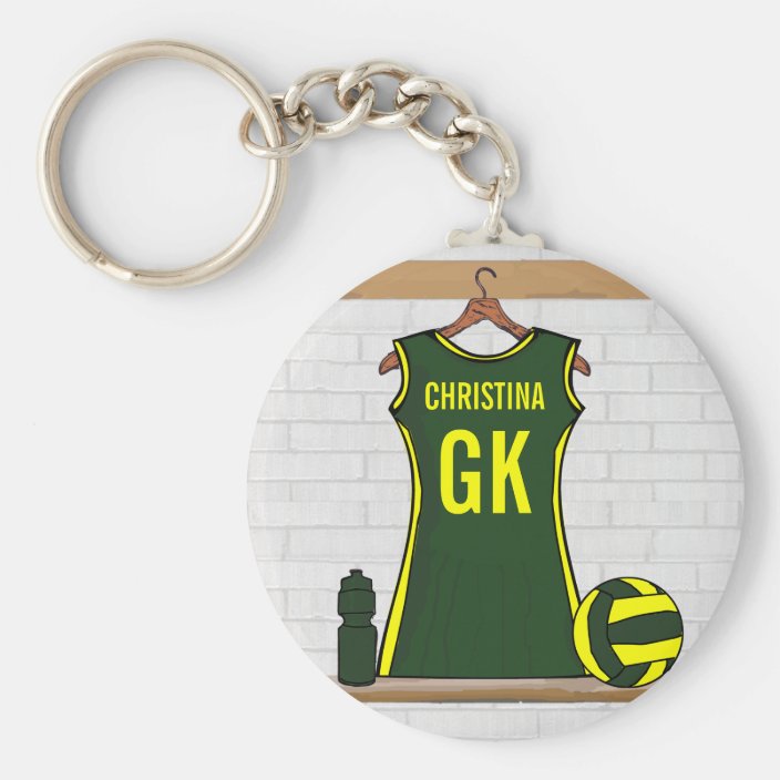 Custom Netball Uniform Green with Yellow Keychain | Zazzle.com