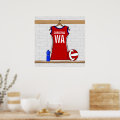 Custom Netball Uniform Red with Blue and White Poster | Zazzle