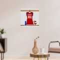 Custom Netball Uniform Red with Blue and White Poster | Zazzle