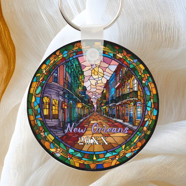 Custom New Orleans Bourbon Street Dated Keychain | Zazzle