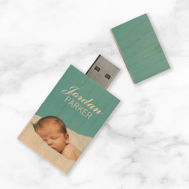Custom Newborn Photo Monogram USB Flash Drive | Zazzle