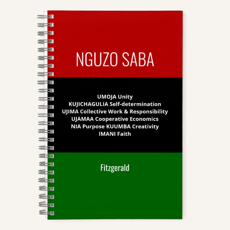 Custom NGUZO SABA 7 Principles Kwanzaa Journal | Zazzle