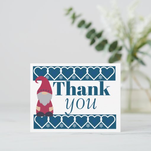 Custom Nordic Gnome Holiday Christmas Thank You Postcard | Zazzle