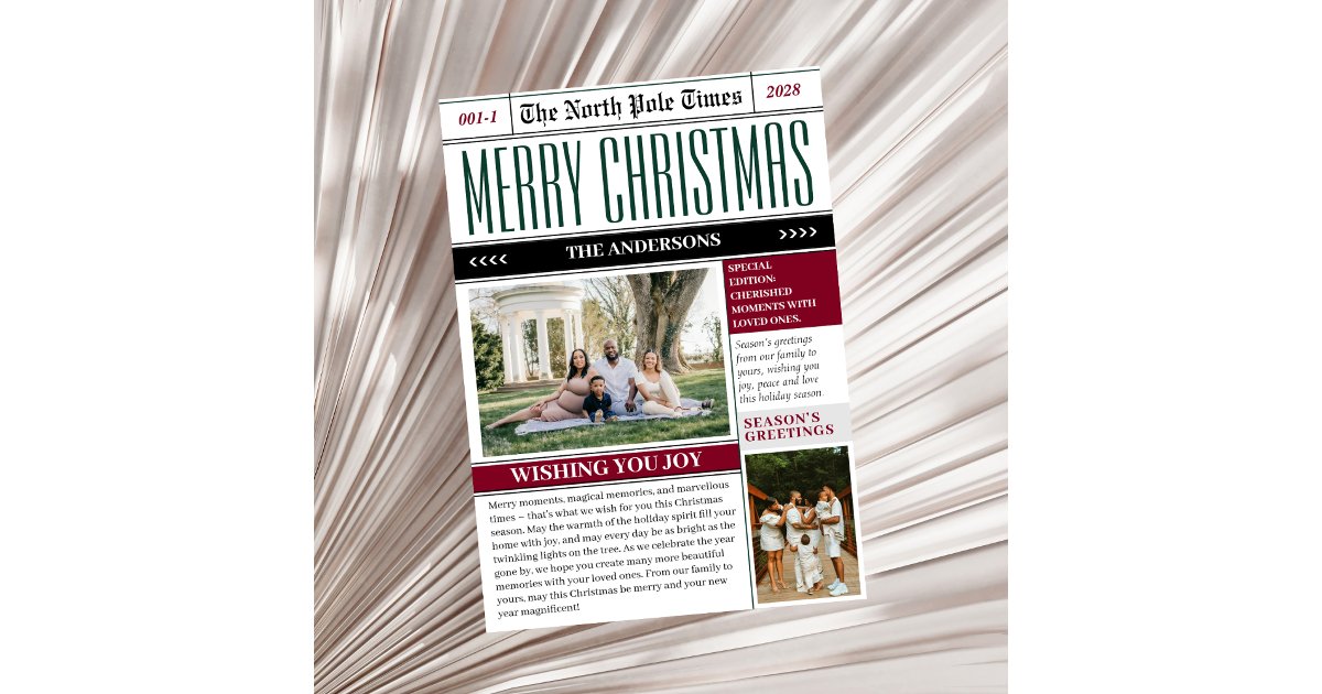 Custom North Pole Times Newspaper Christmas Photo Holiday Card | Zazzle