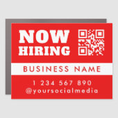 Custom Now Hiring Company QR Code Magnetic Sign | Zazzle