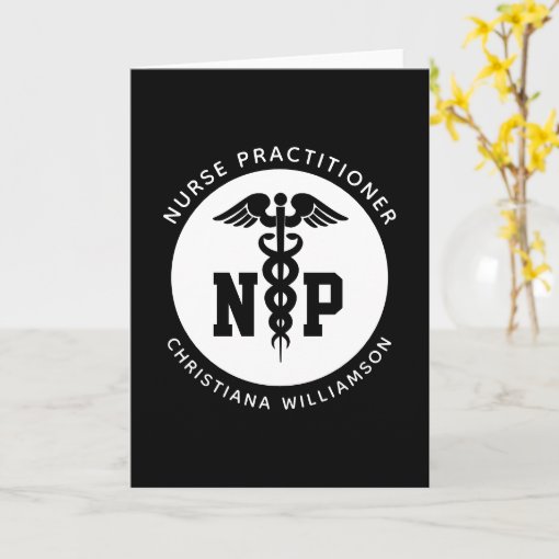 Custom NP Nurse Practitioner Graduation Caduceus Card | Zazzle